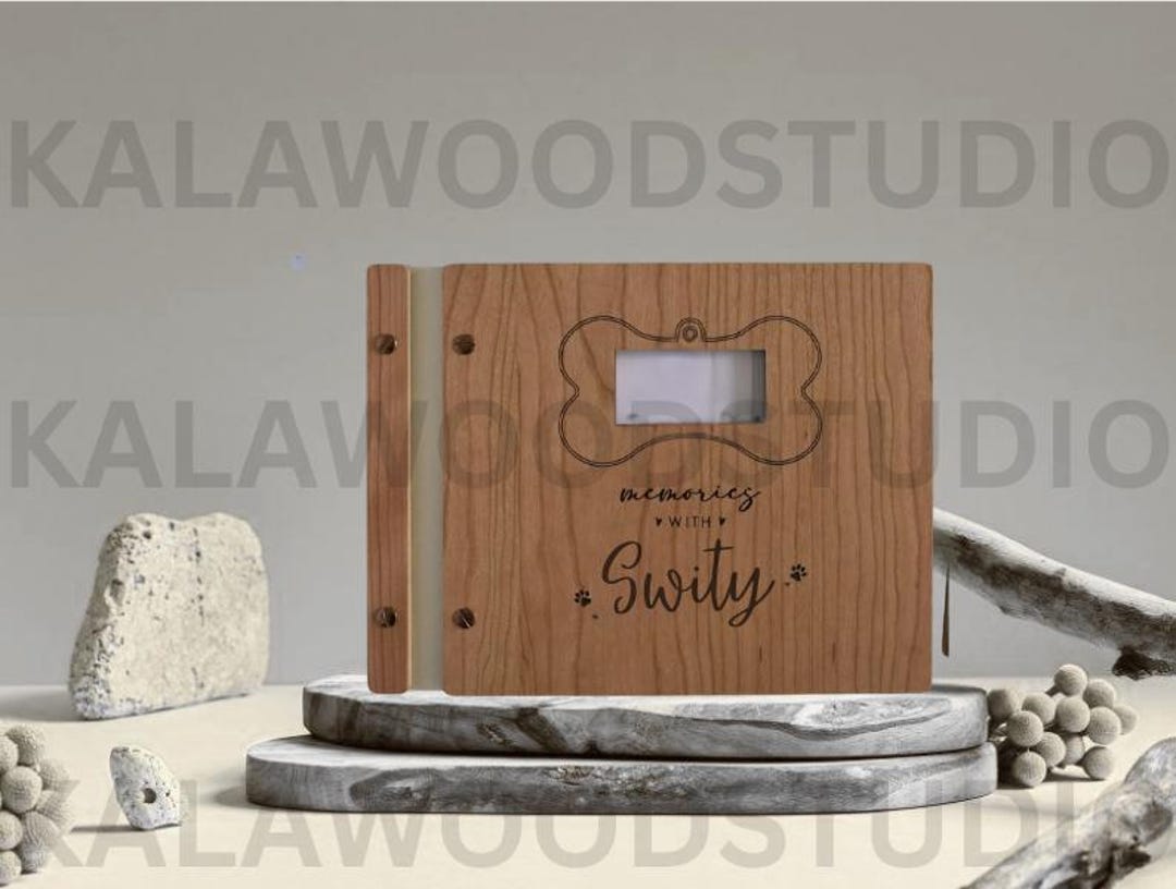 Personalized Wooden Pet Memory Book, Custom Dog Album, Pet Loss Gift - Etsy