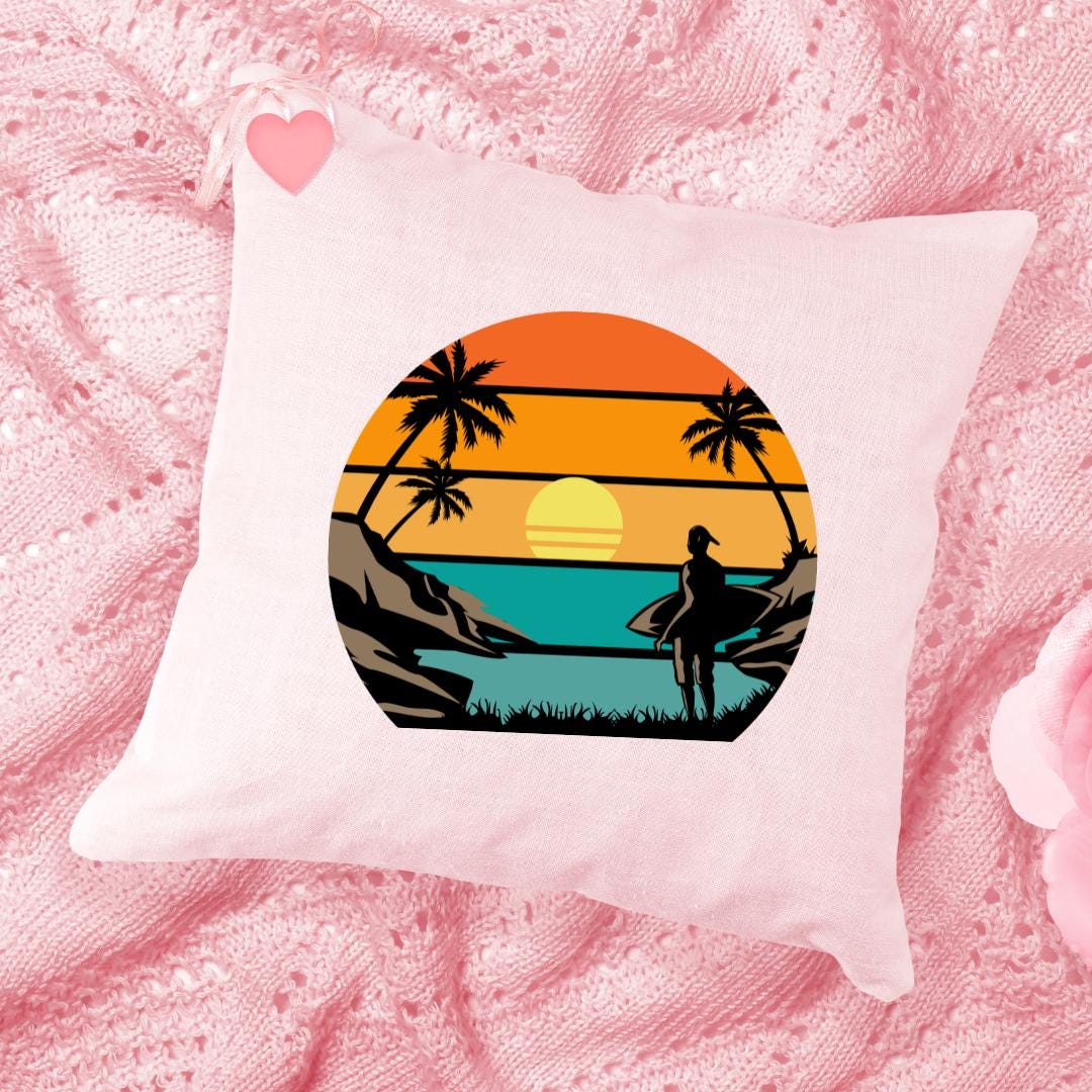 Retro Beach Scene SVG Bundle, Summer Palm Tree Clipart (digital ...
