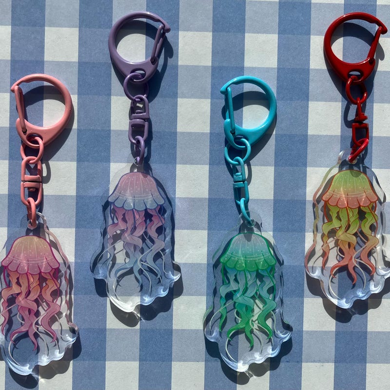 Jellyfish Keychains Pink - Etsy