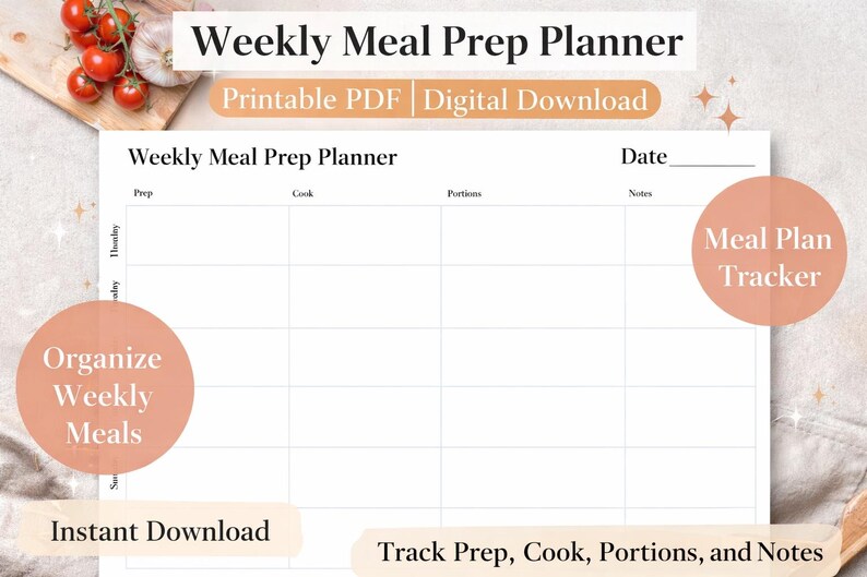 Printable Weekly Meal Prep Planner – PDF Template for Meal Planning ...
