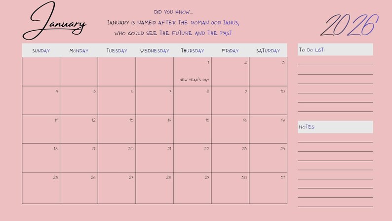 2026 Digital Calendar - Etsy