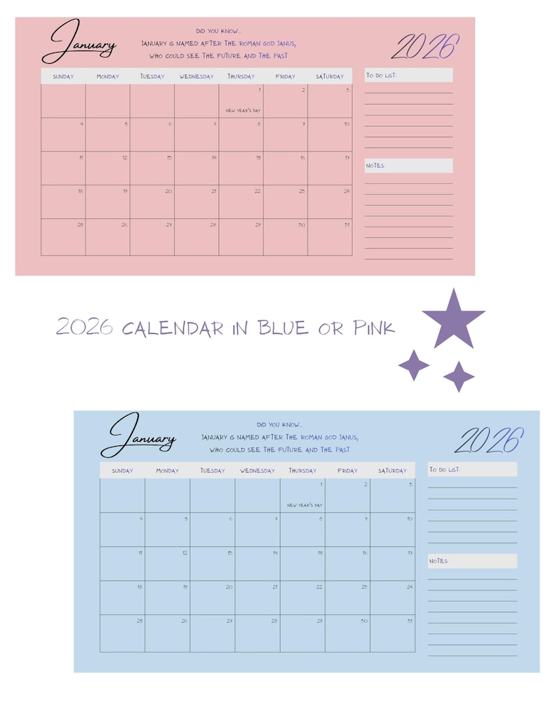 2026 Digital Calendar - Etsy Canada