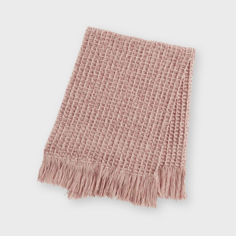 Easy Waffle Stitch Crochet Blanket Pattern | Modern Fringe Throw (PDF ...