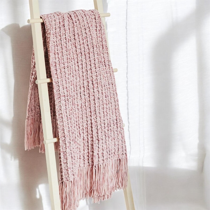 Easy Waffle Stitch Crochet Blanket Pattern | Modern Fringe Throw (PDF ...