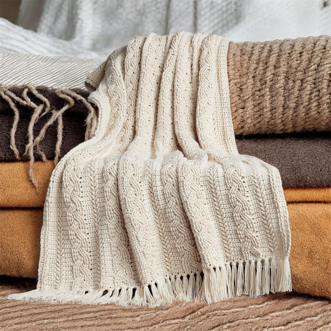 Braided Cable Crochet Blanket Pattern PDF – Intermediate Cable Afghan ...