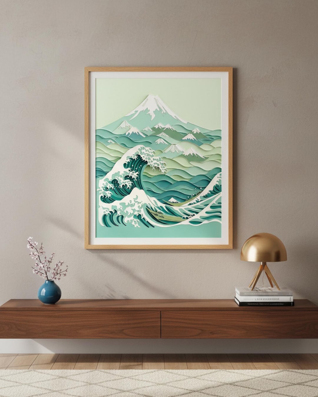 Mount Fuji Wave Art Print, Japanese Paper Cut Style (digital Download ...