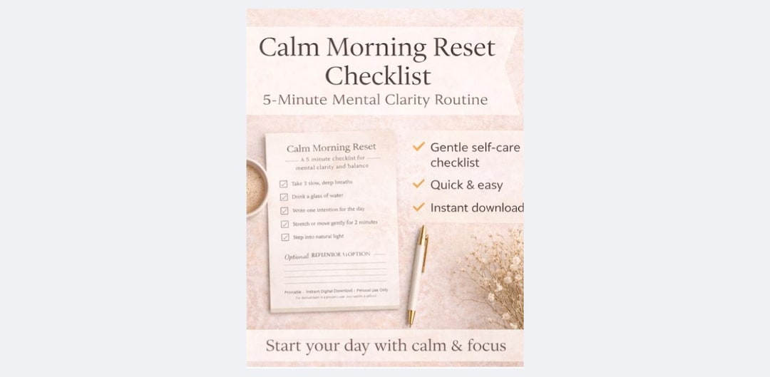 Calm Morning Reset Checklist | Mental Clarity Routine | Printable Self ...