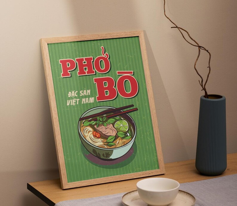 PHO BO Vietnamese Food Poster Wall Art Print, Street Vietnam Cuisine ...