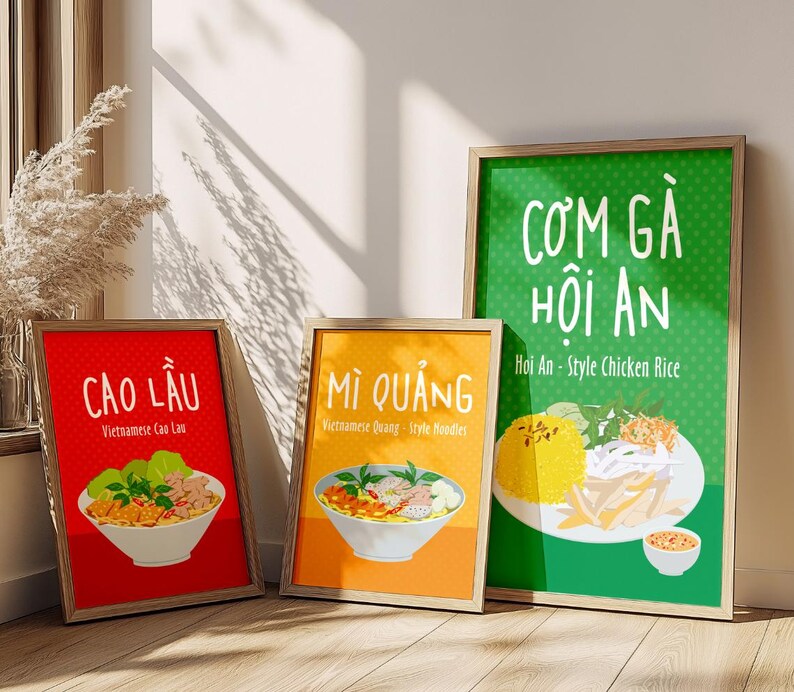 Vietnamese Food Cuisine Poster Set of 3 Prints Wall Art Kitchen Decor ...