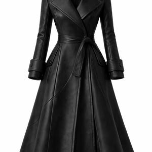 Black Sheep Leather Winter Coat - Handmade A-line Fur Trim - Etsy