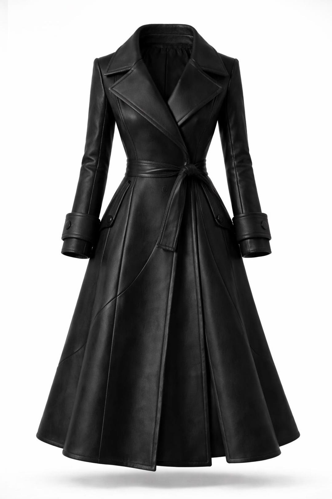 Black Sheep Leather Winter Coat - Handmade A-line Fur Trim - Etsy