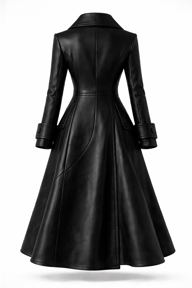 Black Sheep Leather Winter Coat - Handmade A-line Fur Trim - Etsy