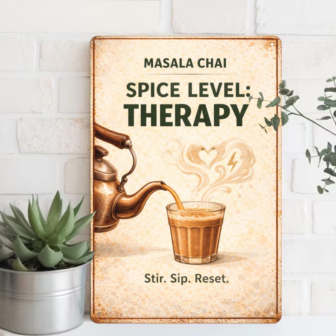 Masala Chai Therapy Metal Tin Sign, Retro Coffee Bar Decor - Etsy