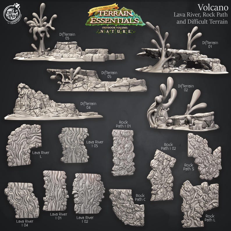 Volcano Terrain Set STL Files | Fantasy Battlefield Bundle (digital ...