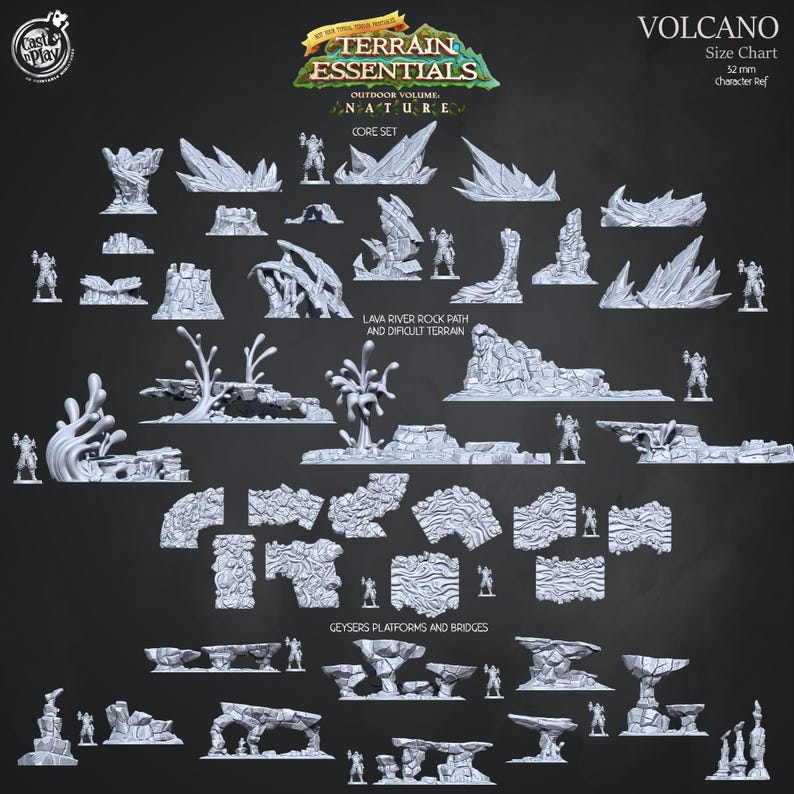 Volcano Terrain Set STL Files | Fantasy Battlefield Bundle (digital ...