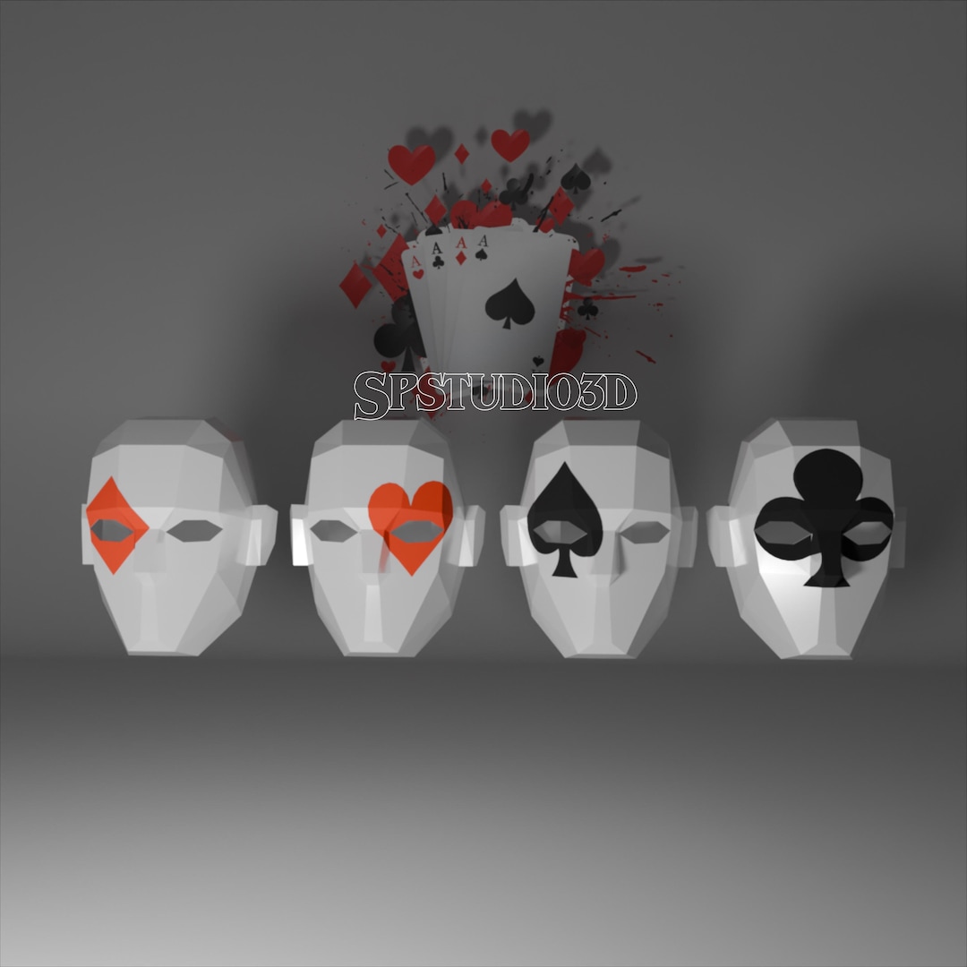 MASK CARDS DECKS - Papercraft Lowpoly 3D Paper Halloween Playing Cards ...