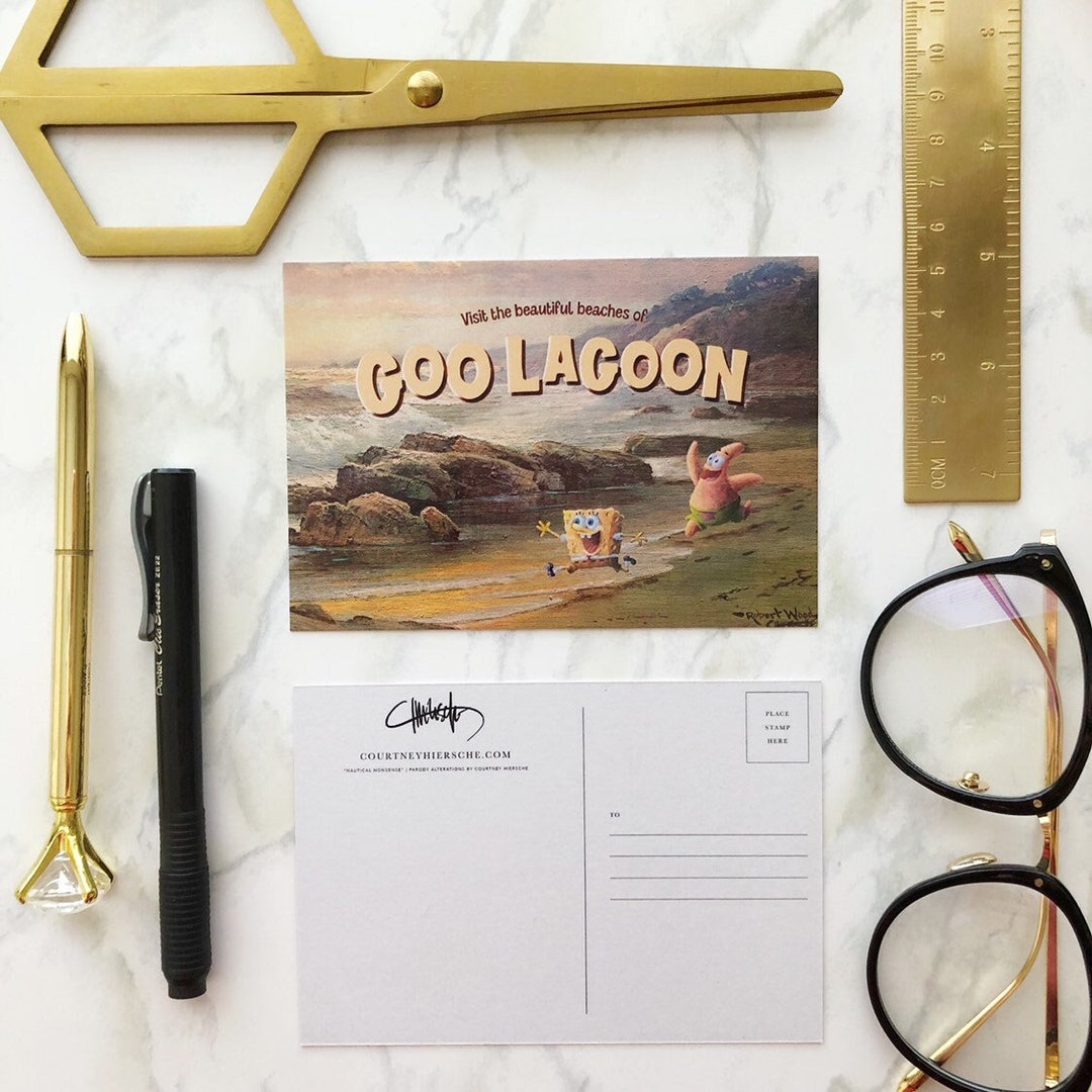 Spongebob Goo Lagoon Parody Postcard - Etsy