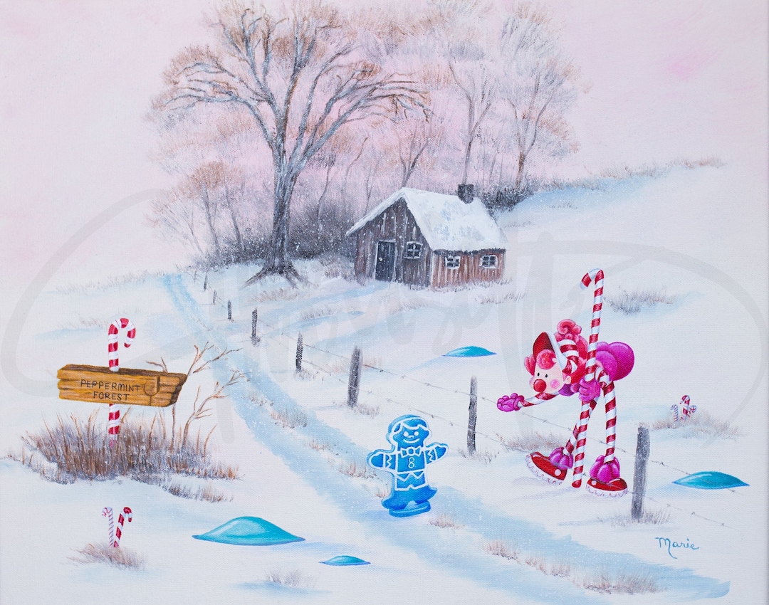 Candy Land Parody Painting, 'the World of Sweets' - Altered Thrift Art ...