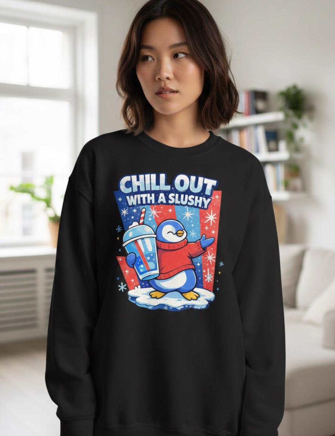 Chill Out With A Slushy PNG, Cute Penguin Winter Quote, Funny Cold ...