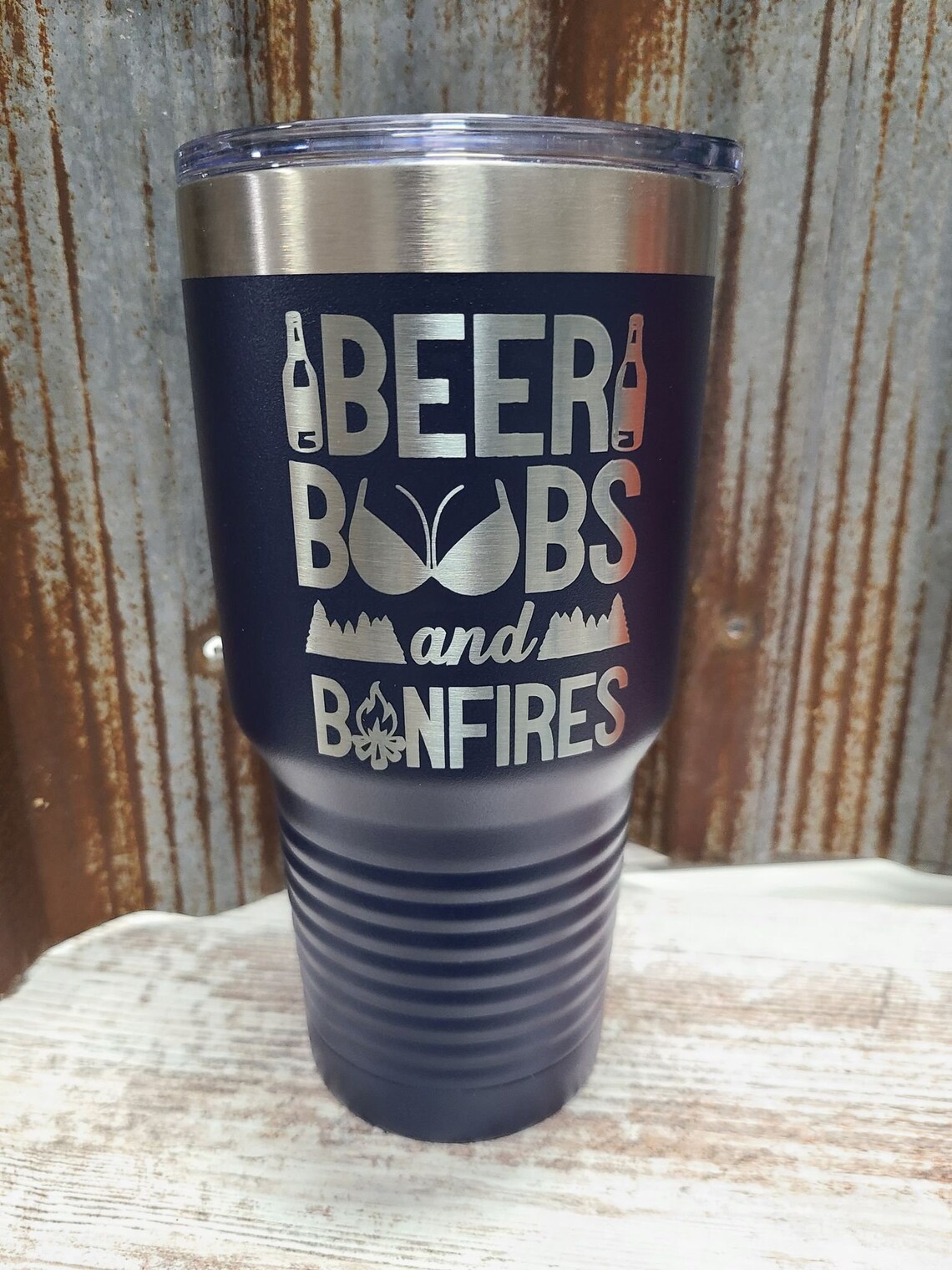 Beer Boobs And Bonfires Navy 30 Ounce Tumbler Etsy