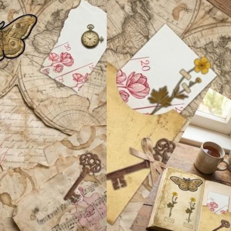 Hybrid Junk Journal Kit Printable | Vintage, Grunge & Kawaii Ephemera ...