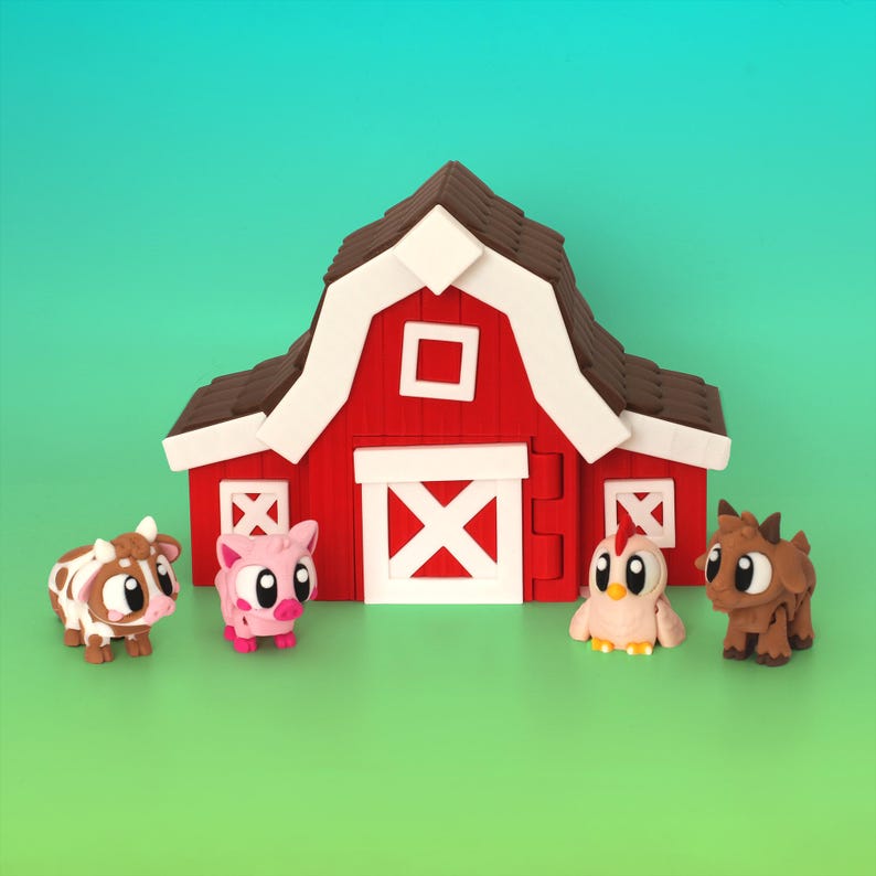Adorable Farm Animals Flexi 3D Printed With Barn - Etsy