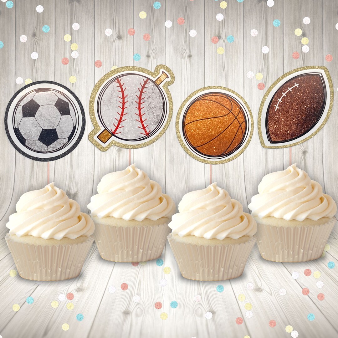 Sports Cupcake Topper. Birthday Topper. Soccer Cupcake Topper. Football ...