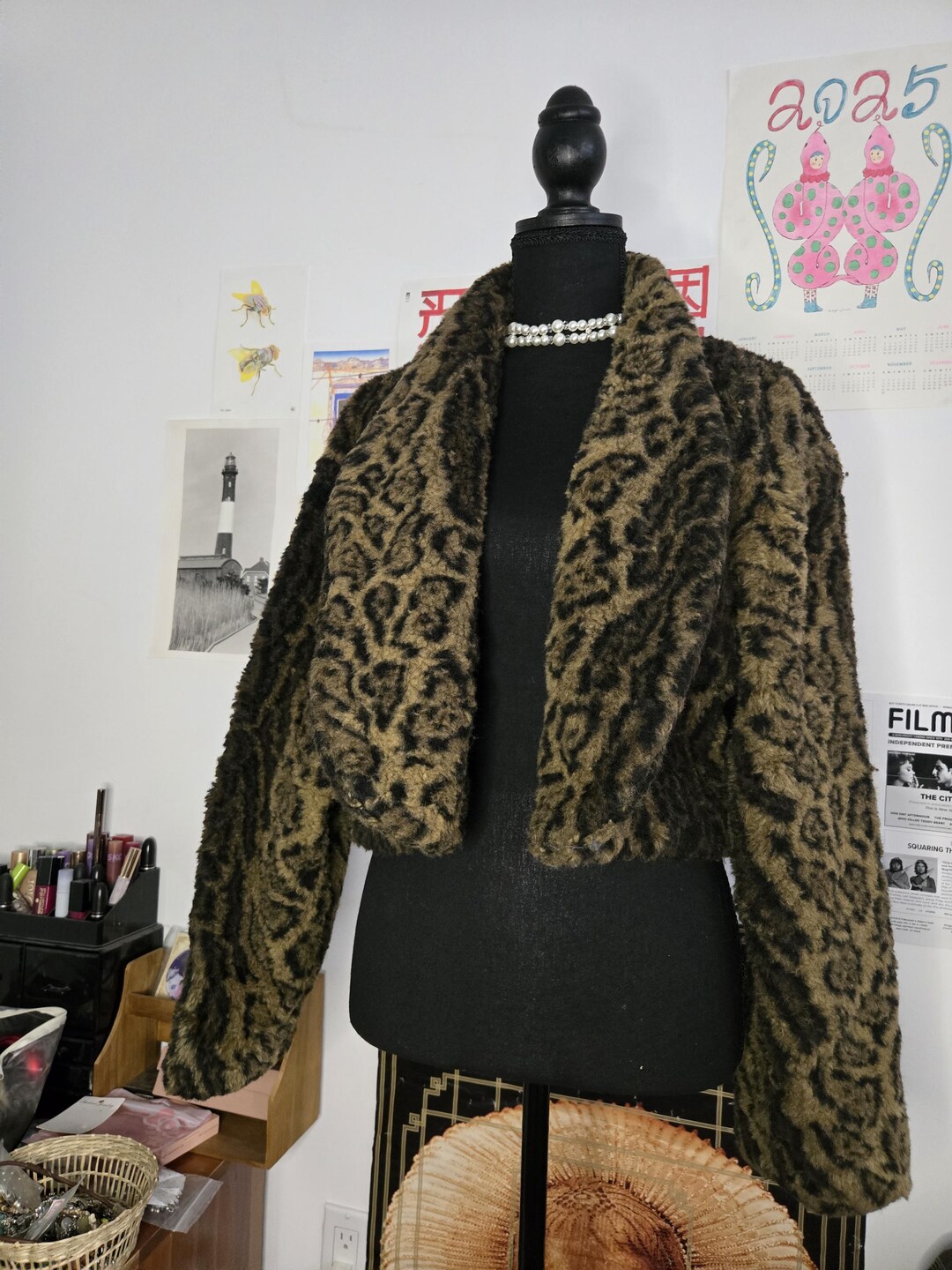 Leopard Print Faux Fur Cropped Jacket - Etsy