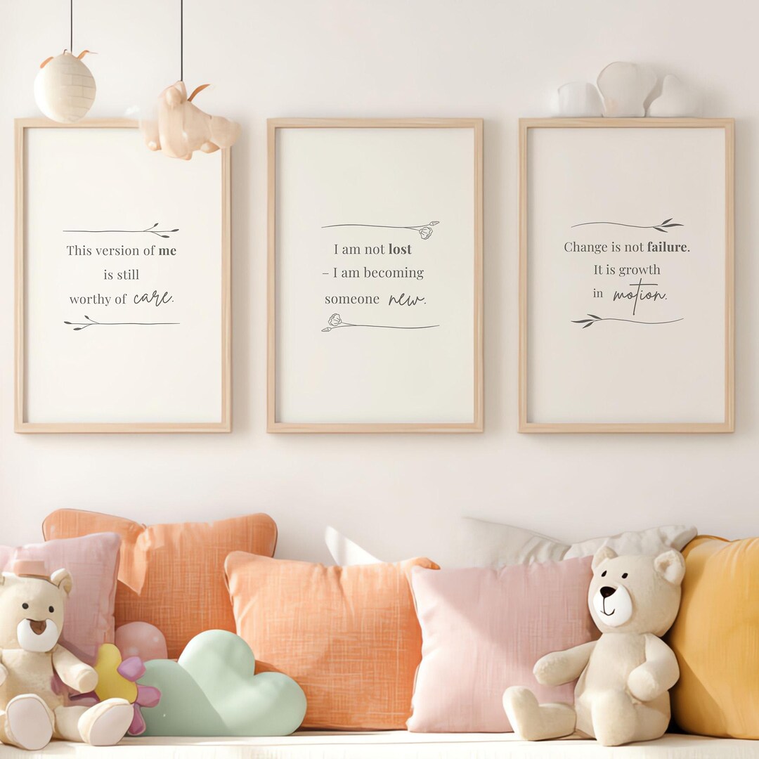 Motherhood Becoming Quote Print Set of 3, New Mom Wall Art, Gentle ...