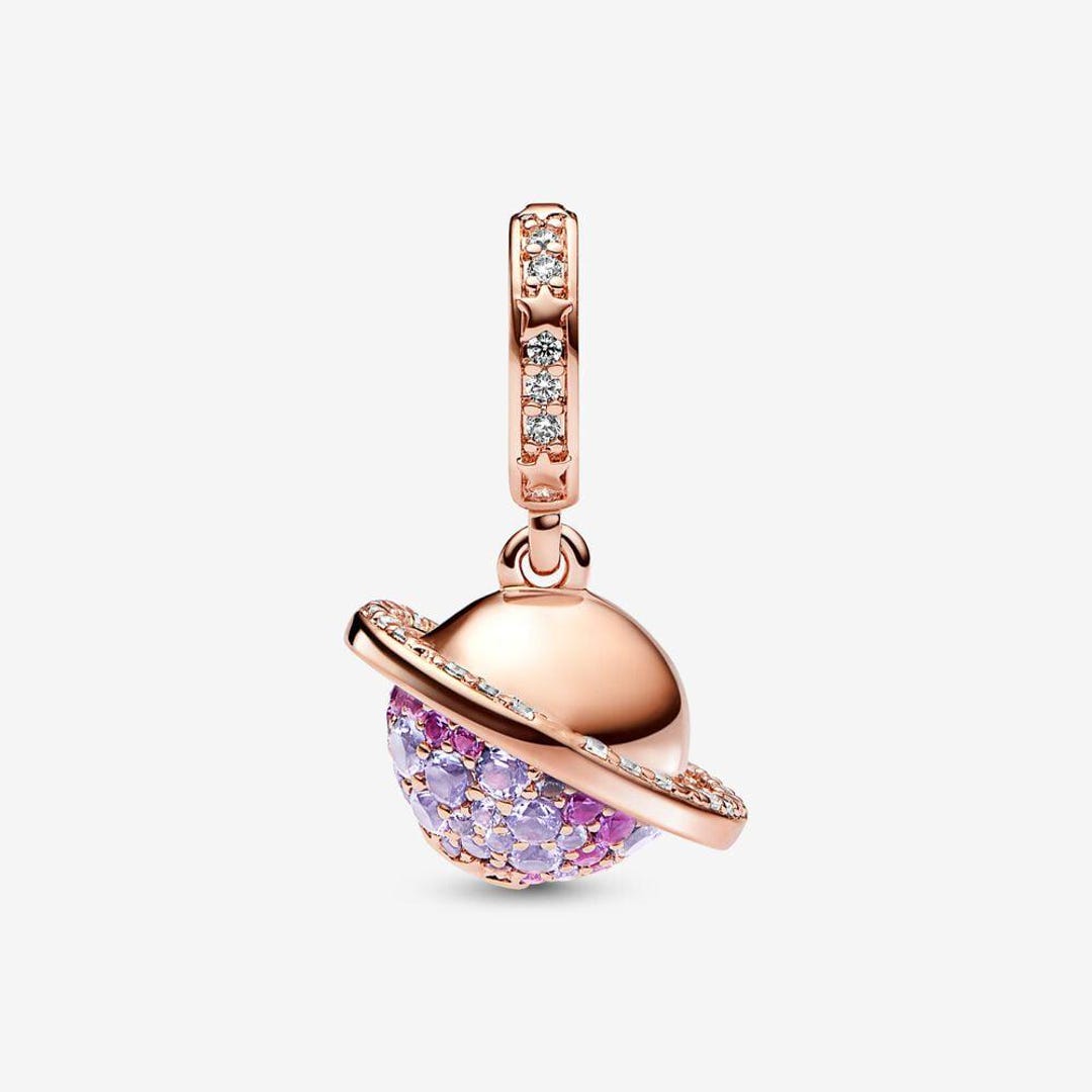 Pandora Planet Saturn Sparkling Dangle Charm Necklace Set - Etsy