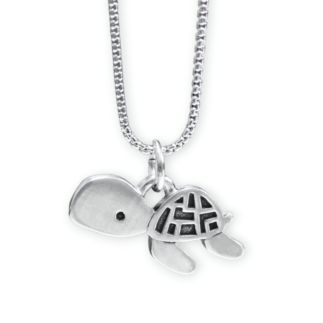 Sea Turtle Necklace Pewter Turtle Pendant Cute Sea Turtle Charm on ...