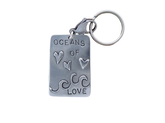 Pewter Key Chain With Waves Oceans of Love Key Ring Surfer | Etsy