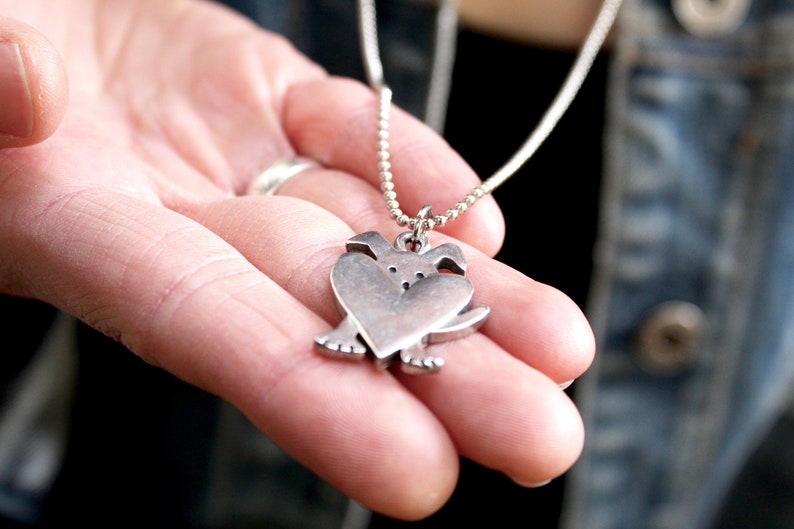 Pewter Dog or Cat Necklace Peeking Pets Pewter Charm | Etsy