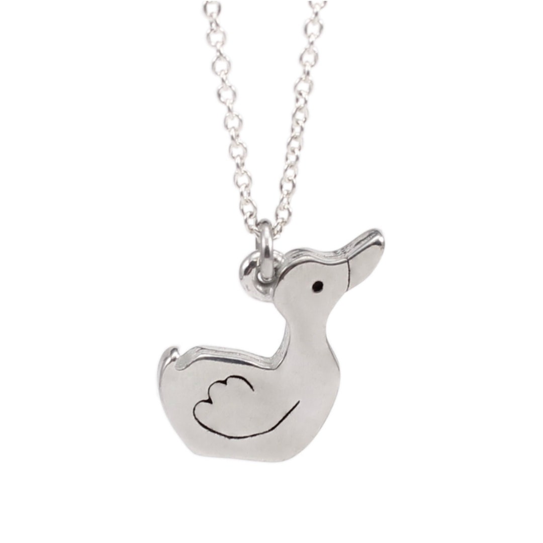 Duck Necklace Pewter Duck Pendant Cute Duck Charm on - Etsy