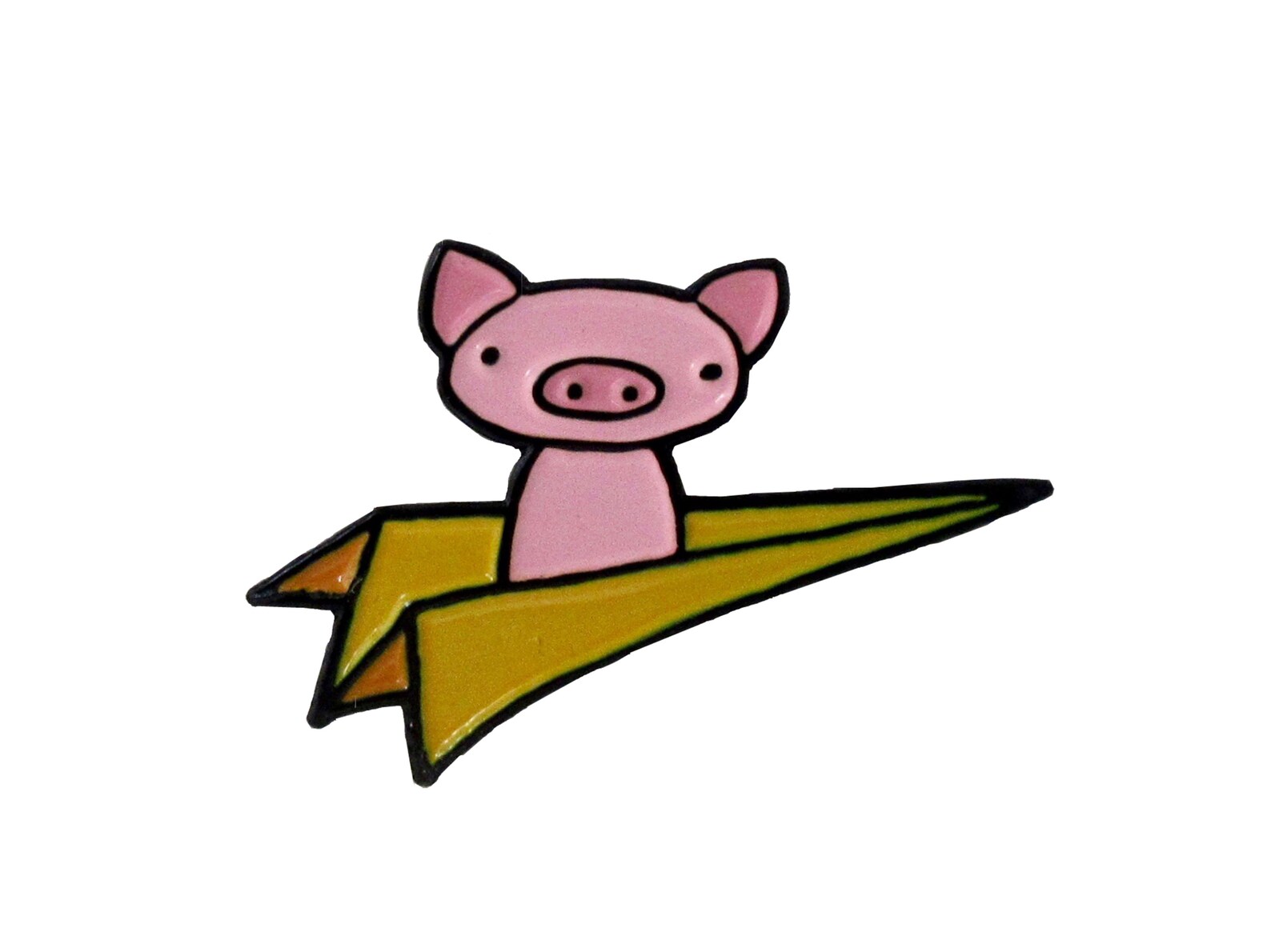 Enamel Pig Pin Flying Pig Pin Pig in a Paper Plane Pin | Etsy