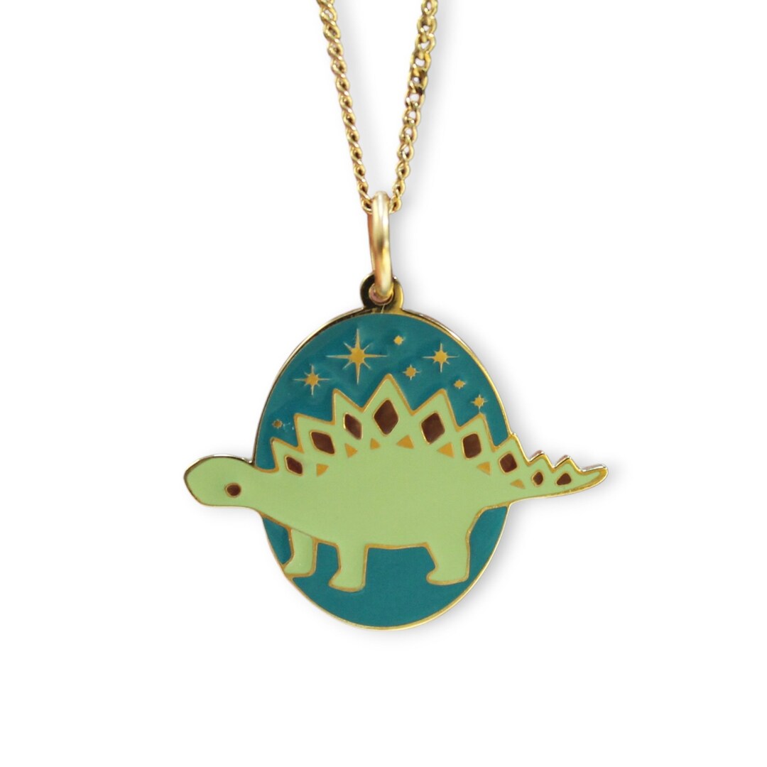 Stegosaurus Dinosaur Charm Necklace Gold Finished Dinosaur - Etsy