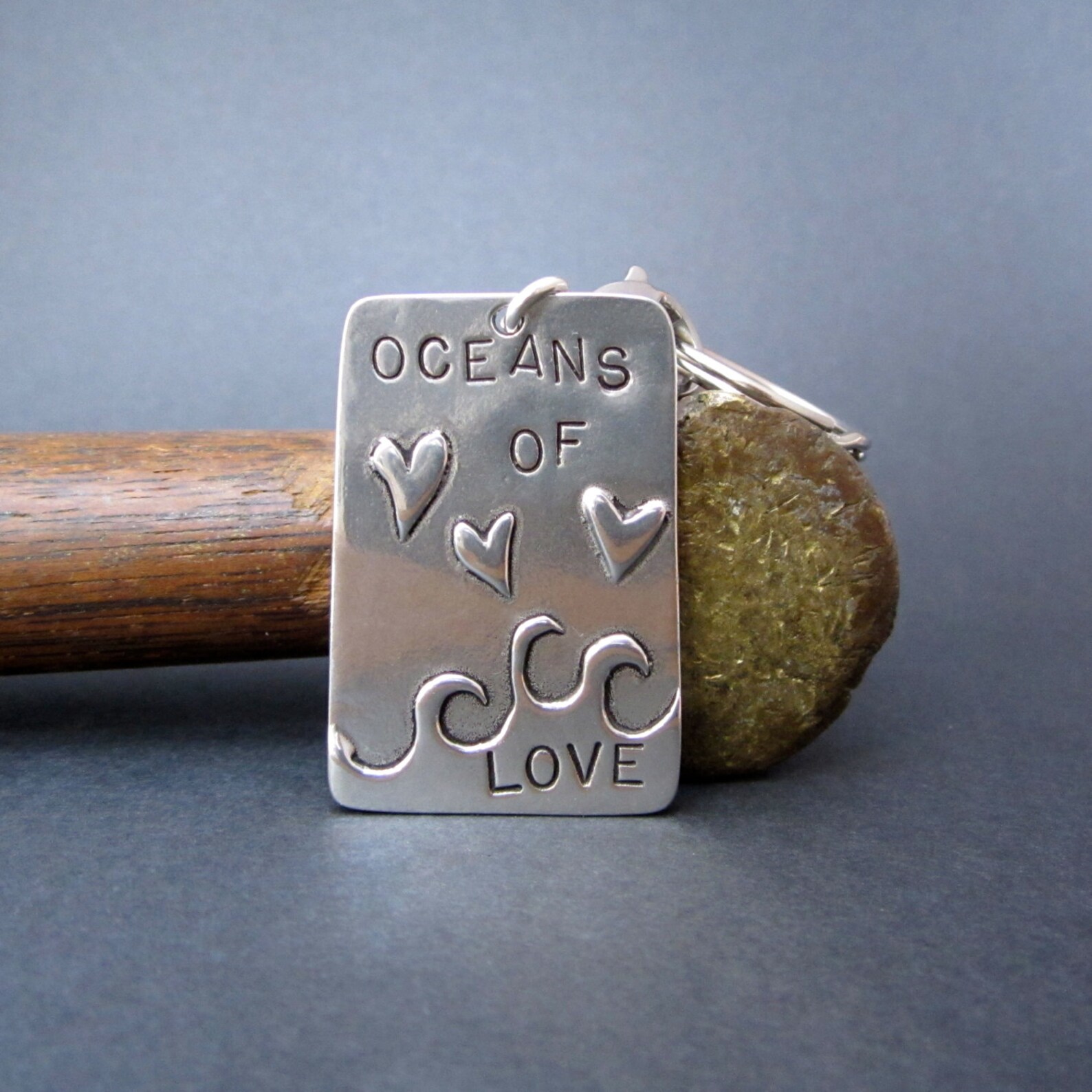 Pewter Key Chain With Waves - Oceans of Love Key Ring - Surfer Boater ...