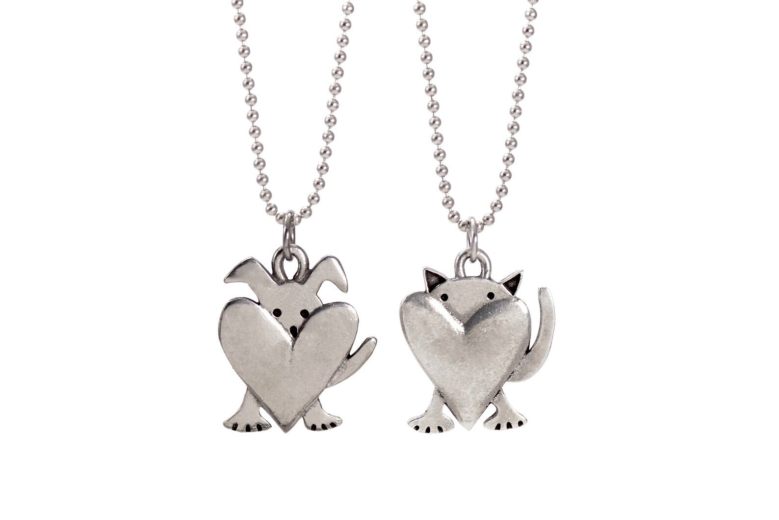 Pewter Dog or Cat Necklace Peeking Pets Pewter Charm | Etsy