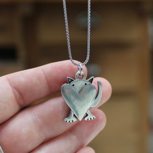 Pewter Peeking Cat Necklace: Stainless Steel Adjustable Chain - Etsy