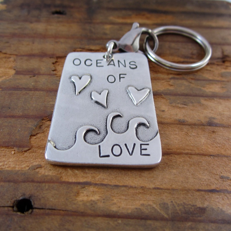 Pewter Key Chain With Waves - Oceans of Love Key Ring - Surfer Boater ...