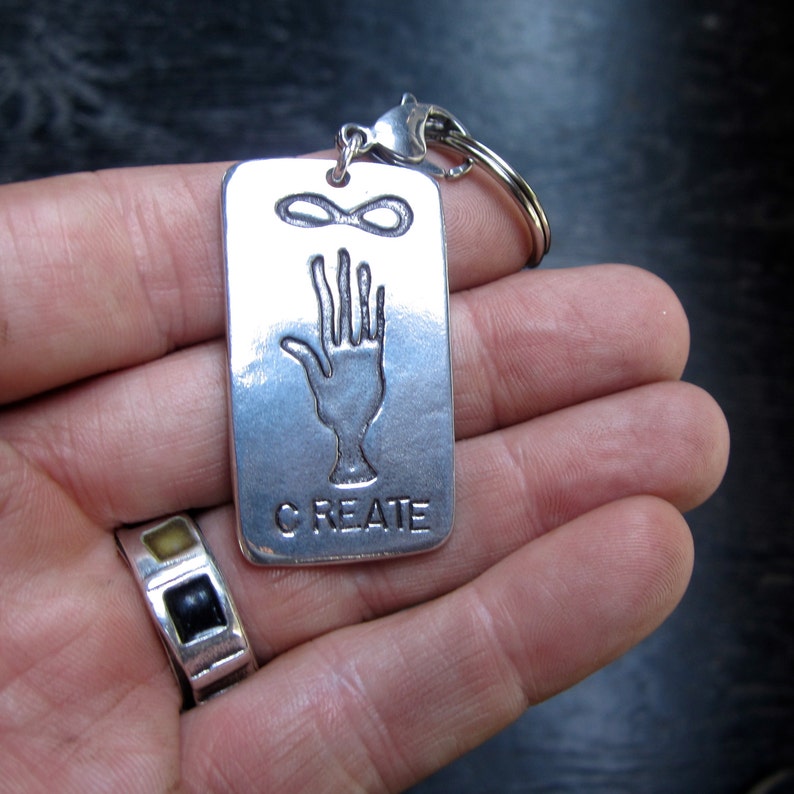 Pewter Key Chain With Create Symbols Gift for Artist Key - Etsy
