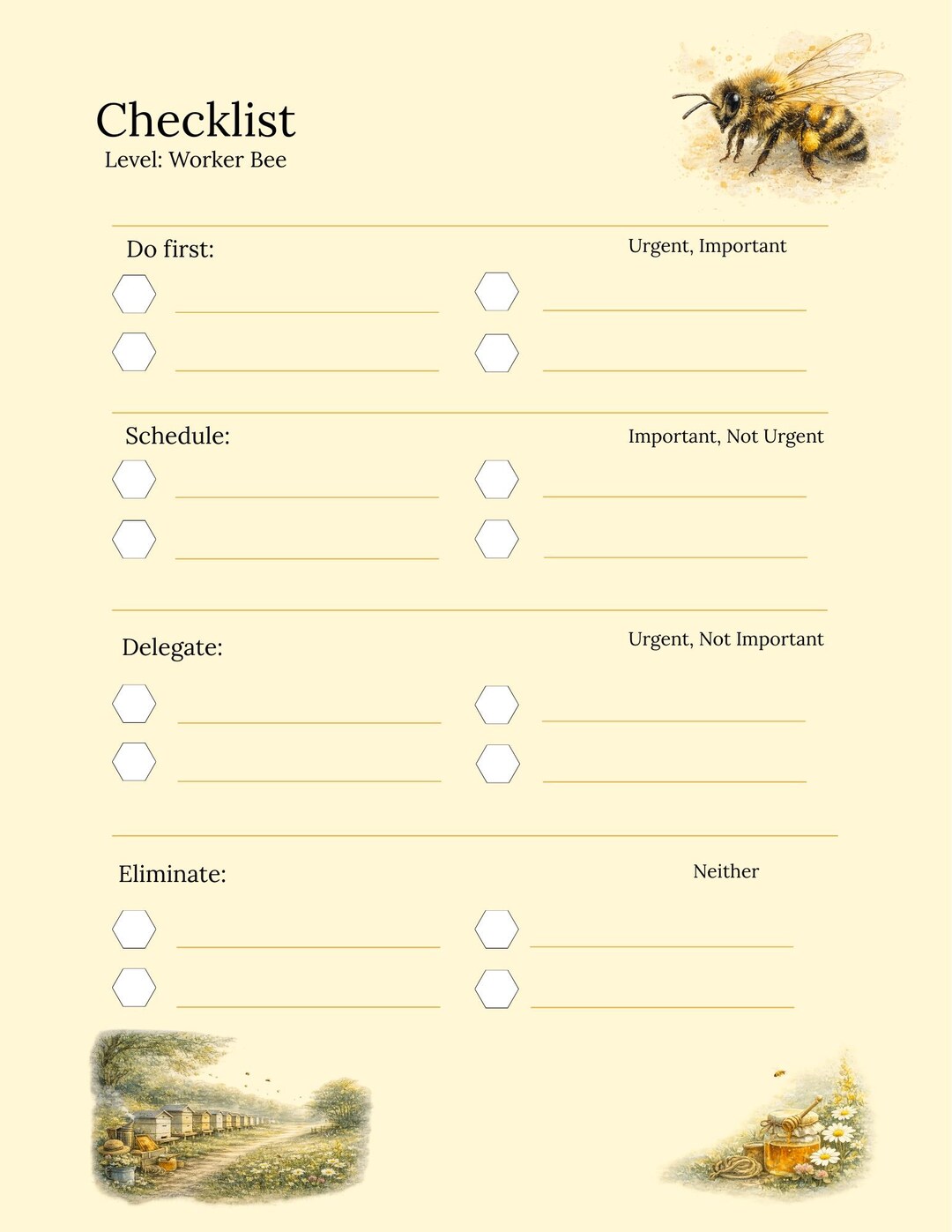 Busy Bee Checklist | Gentle Daily Task Planner | Calm To-do List ...