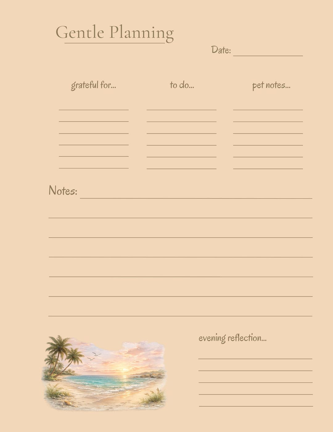Sunset at the Beach Gentle Planning A Calming Daily Planner Inspired by ...