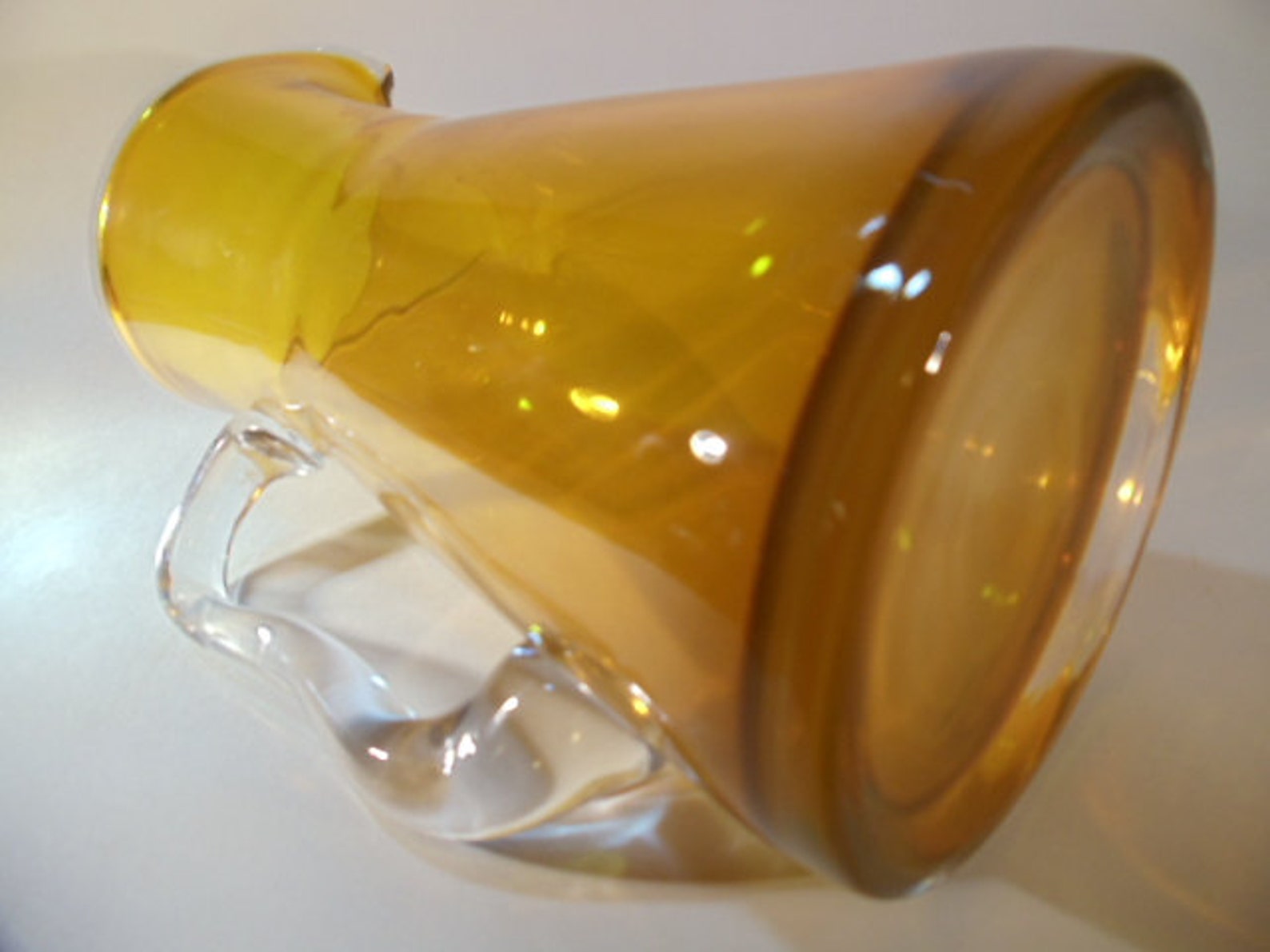 A Sunny Yellow Pitcher to Start Your Day Off. Art Glass With Applied ...