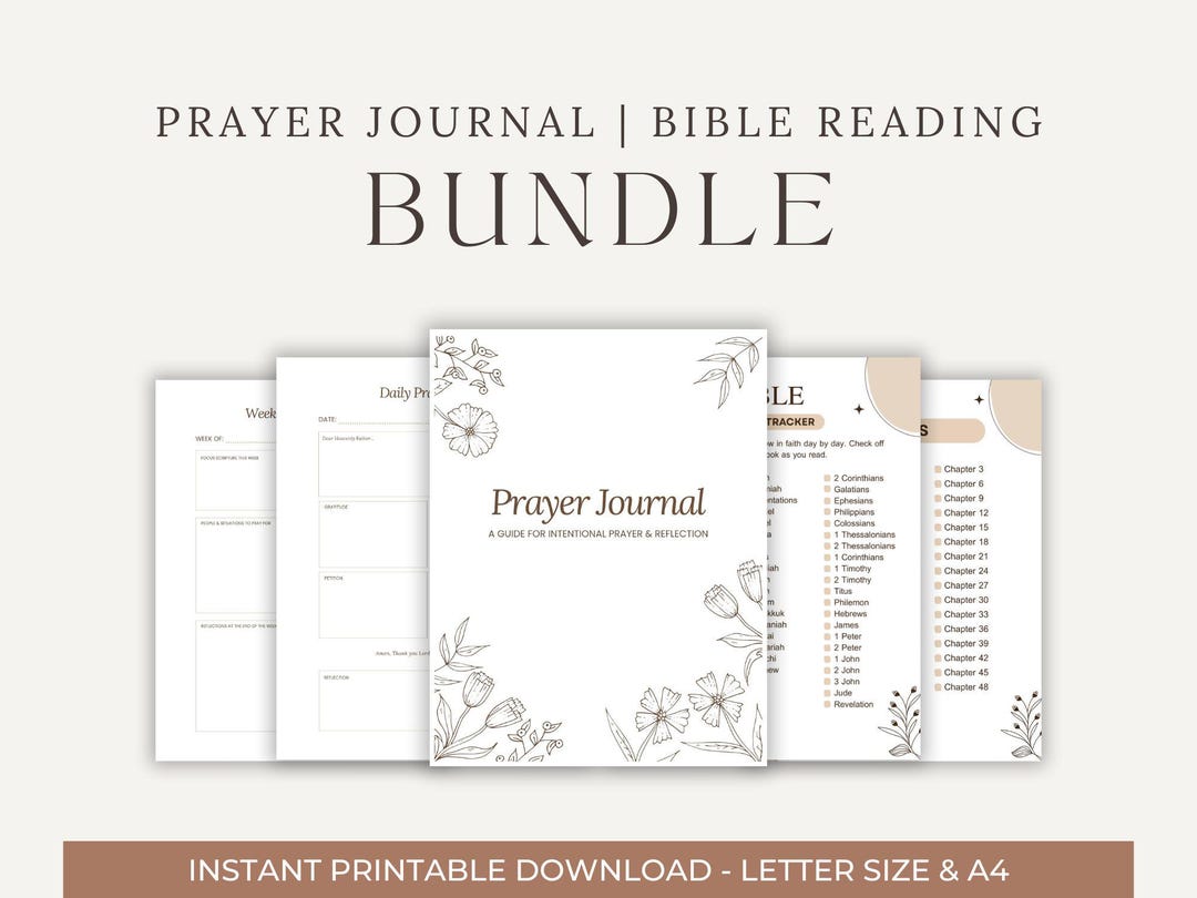 Prayer Journal & Bible Reading Tracker Bundle | Christian Printable ...