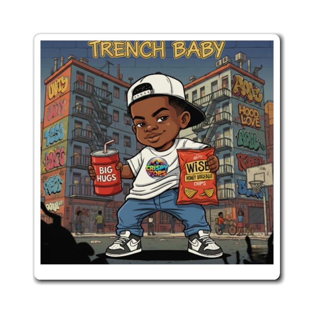 Trench Baby Cartoon Boy Magnet | Urban Street Art Refrigerator Magnet ...