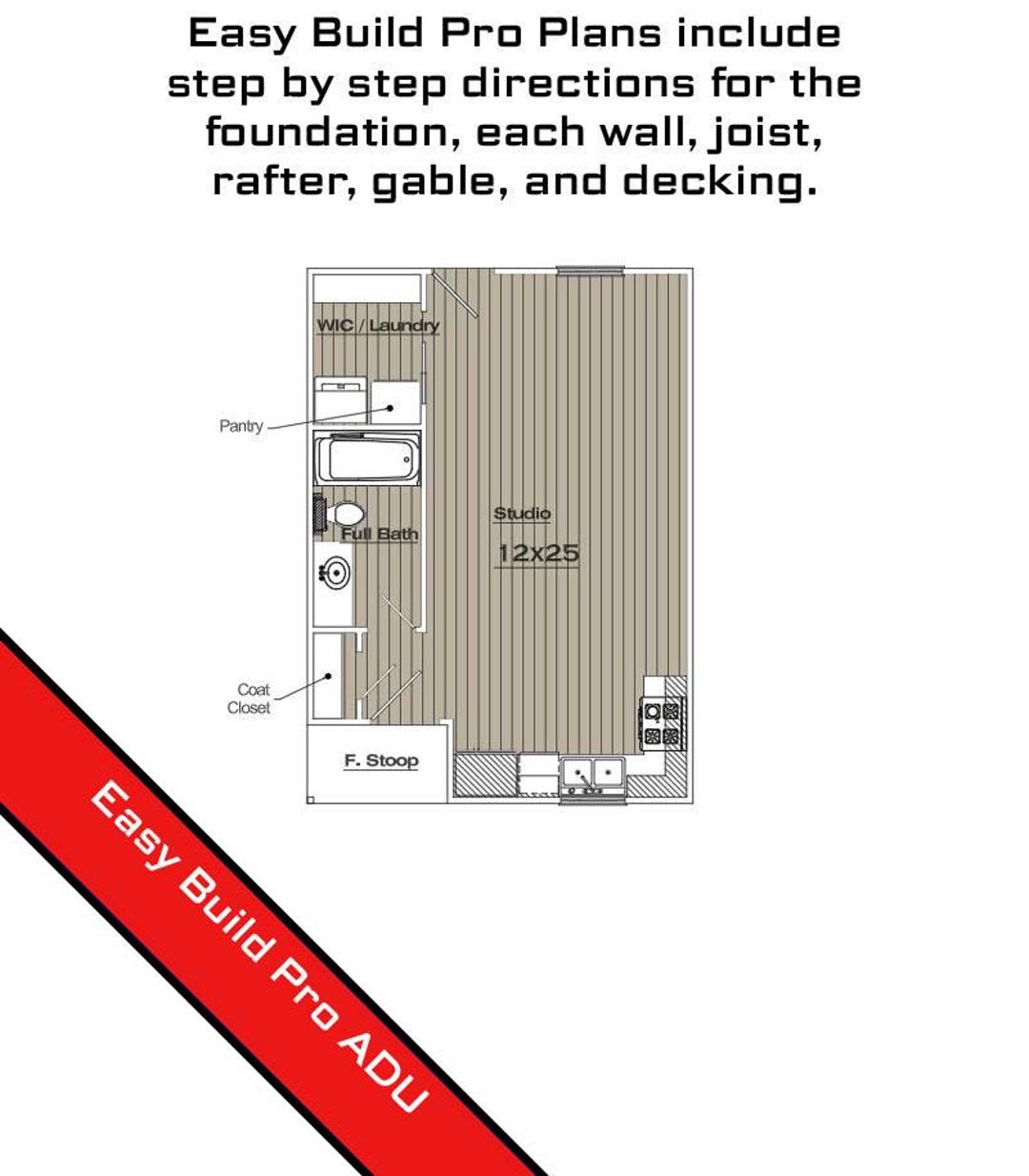 426 Sq Ft Studio ADU Plan, Step-by-step Framing - Etsy UK