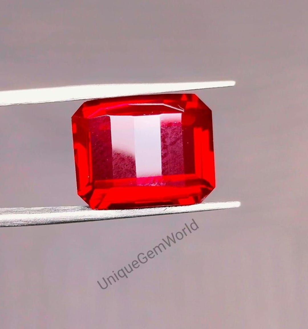 Lab Created Red Ruby Gemstone, Pixel Cut Octagon Shape - Etsy