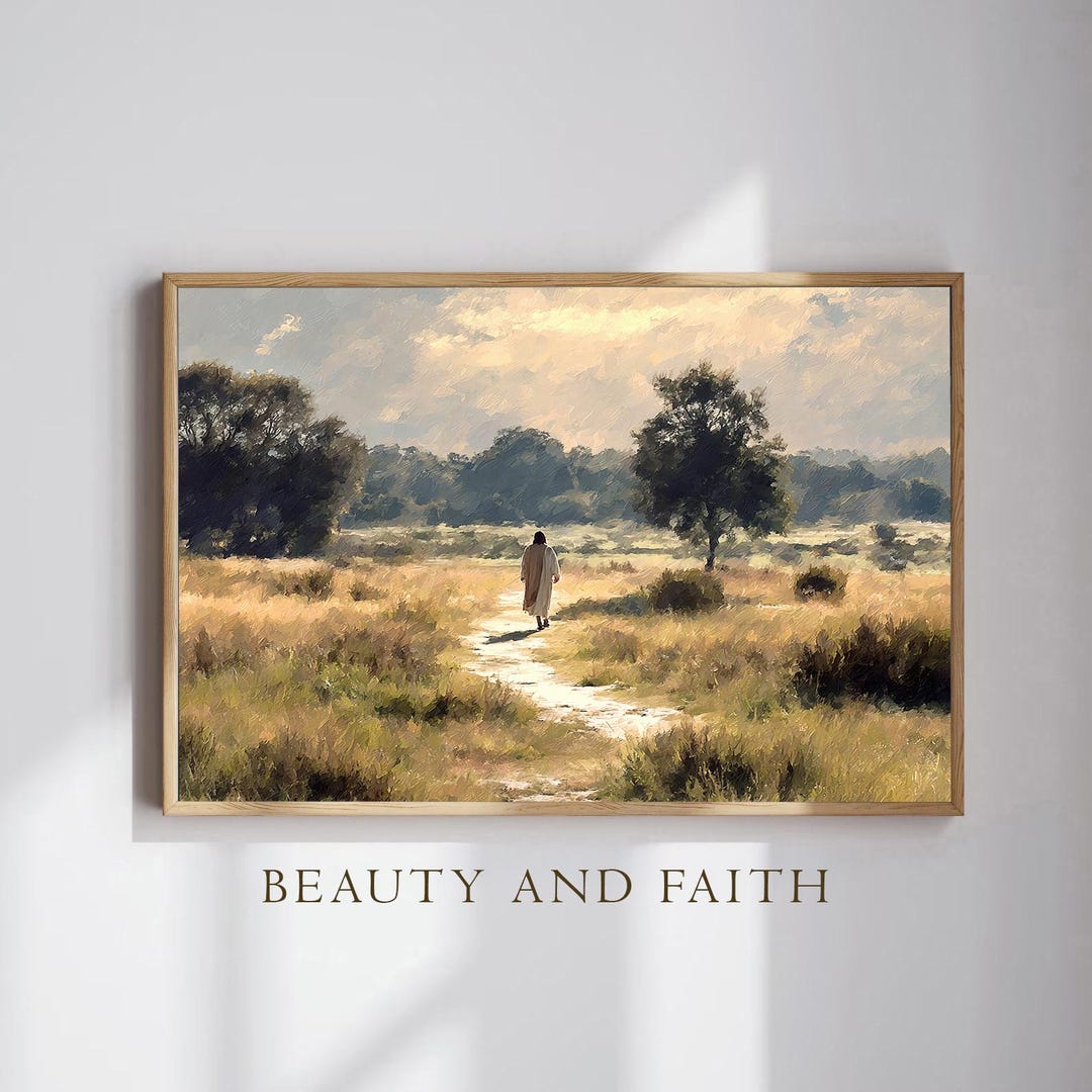 Jesus Walking Path Printable Wall Art | Christian Landscape Painting ...