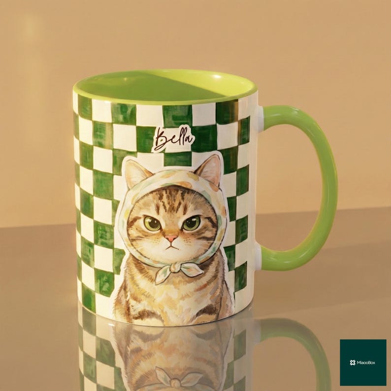 Custom Babushka Pet Portrait Mug, Personalized Cat With Hat Coffee Cup ...